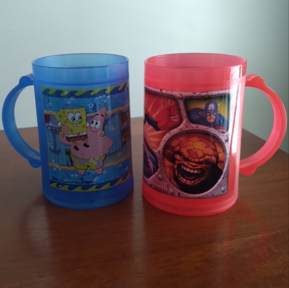 Zak! | Dining | Set Of 2 Marvel Heroes And Spongebob Plastic Zak Frosty ...